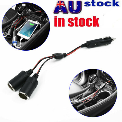 Car Cigarette Lighter Dual Socket Splitter 2 Way 25cm Double Plug ...