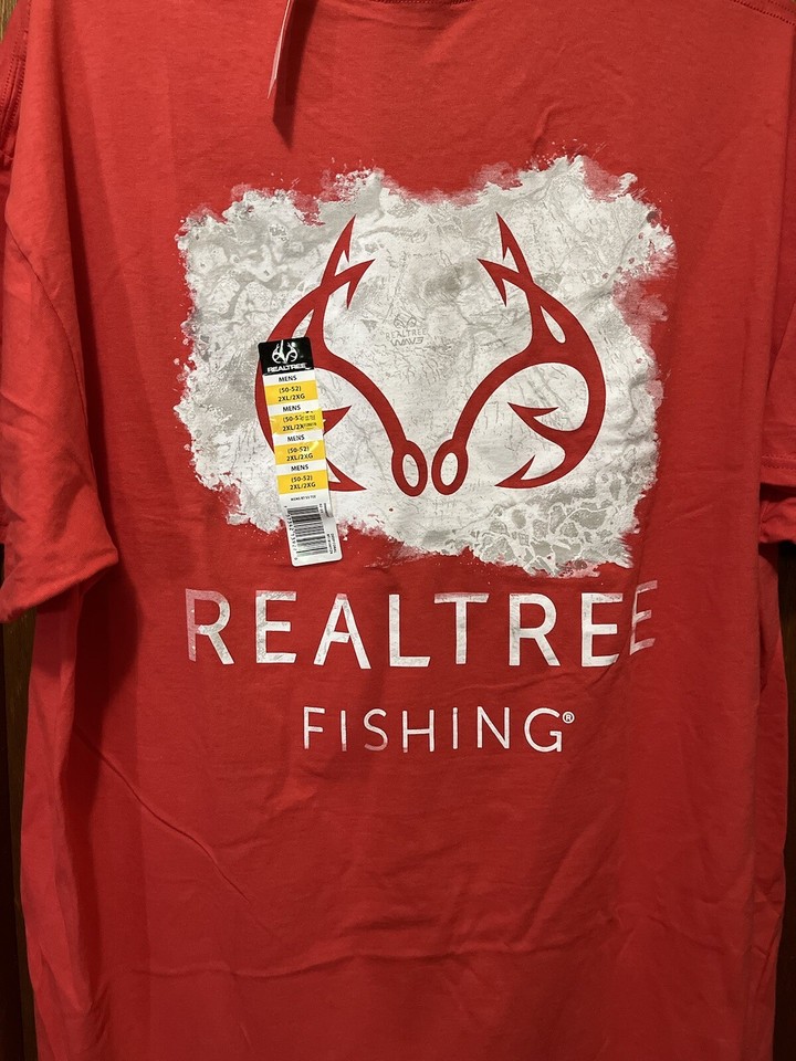 REALTREE Fishing Logo Red T-Shirt Outdoor Sportsman Hunting Fishing 2XL ...