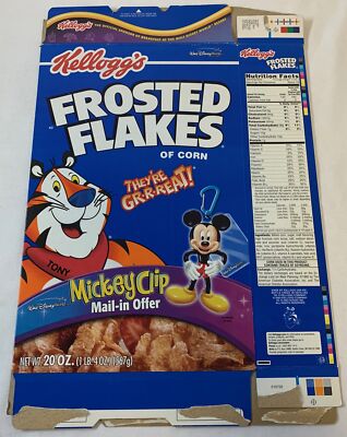 2003 Kellogg's FROSTED FLAKES cereal box ~ Walt Disney World Mickey ...