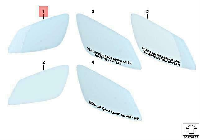 OEM BMW HYBRID 7L E60 E61 MIRROR GLASS HEATED WIDE ANGLE LEFT ...