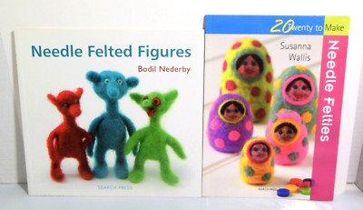 FELTING LOT Needle Felted Figures AND Needle Felties Make 44 Wool Fiber ...