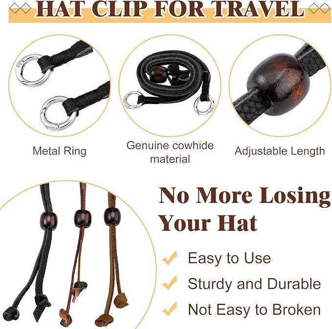 3 Pieces Leather Hat Chin Strap Stampede Strings for Cowboy Hats ...