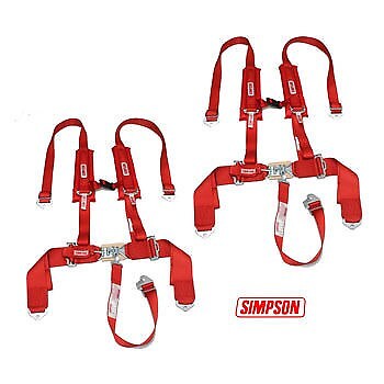 2 Polaris RZR Simpson 5pt H Harness Seat Belt Sewn In Harness 2"x3" w ...