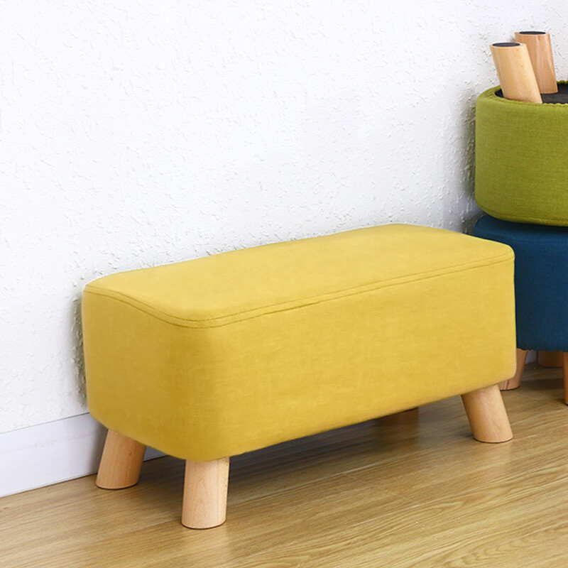 Padded Large Footstool Ottoman Rectangle Square Pouffe Bench Stool Wood ...