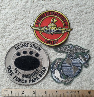 3 USMC 1st & 2d MARINE CORPS patches: Desert Storm Papa Bear, Force ...
