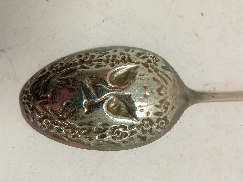 ANTIQUE Repousse Serving Spoon With Storks Oriental Victorian Style 9 ...