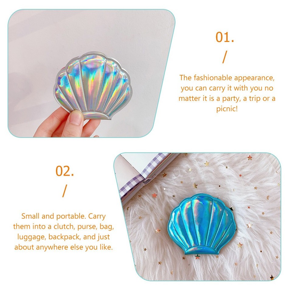2pcs Shell Shape Foldable Mirror Cosmetic Mirror Compact Mirror Random ...