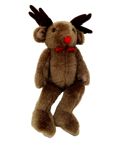 Plush Reindeer Red Nose Moose Stuffed Animal Weighted Bottom 12" Wangs ...