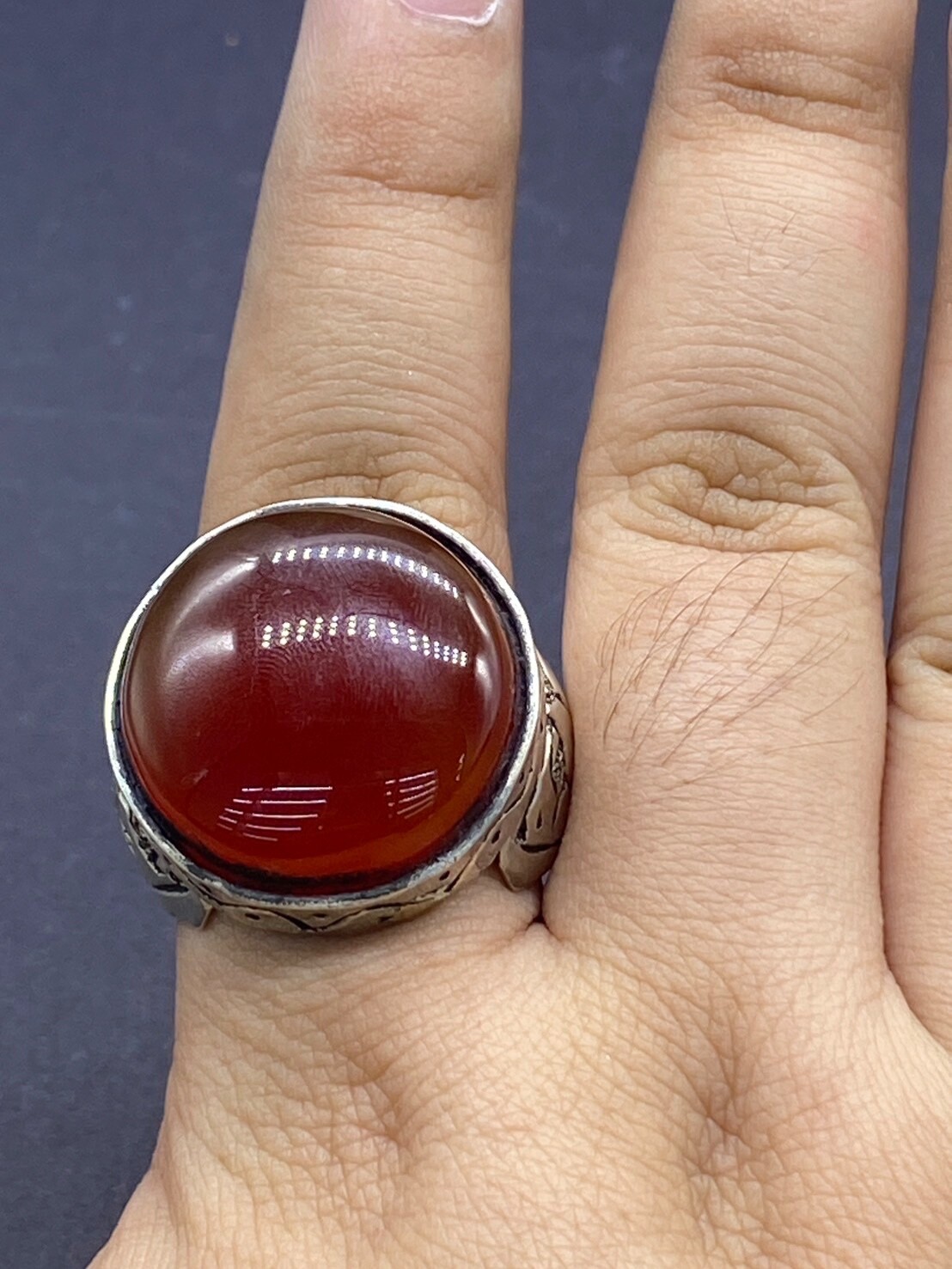 Near Eastern Jewelries Natural Yemeni Agate Pure Sliver Ring With Engraved | eBay