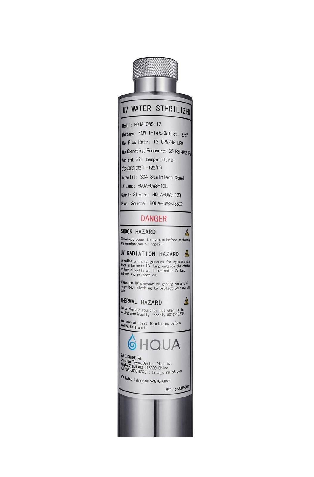 HQUA-OWS-12 Ultraviolet Water Purifier Sterilizer Filter for Whole ...