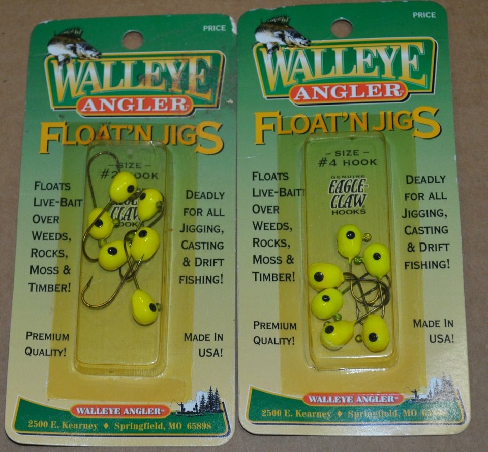 11x WALLEYE ANGLER Float'N Jigs Eagle Claw Size #2 & #4 Hooks 6pk | eBay