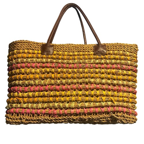 Large straw beach bag Colorful 12x19 vacation cruise shopping | eBay