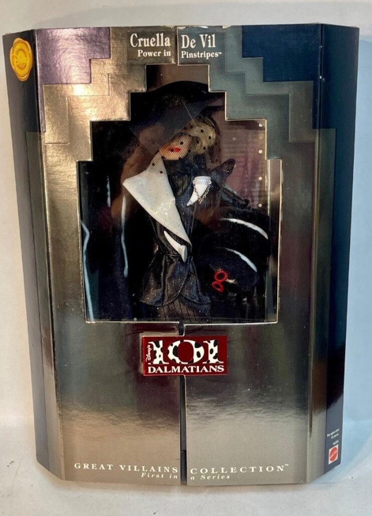 Cruella De Vil Barbie Doll 101 Dalmatians Power in Pinstripes Great ...