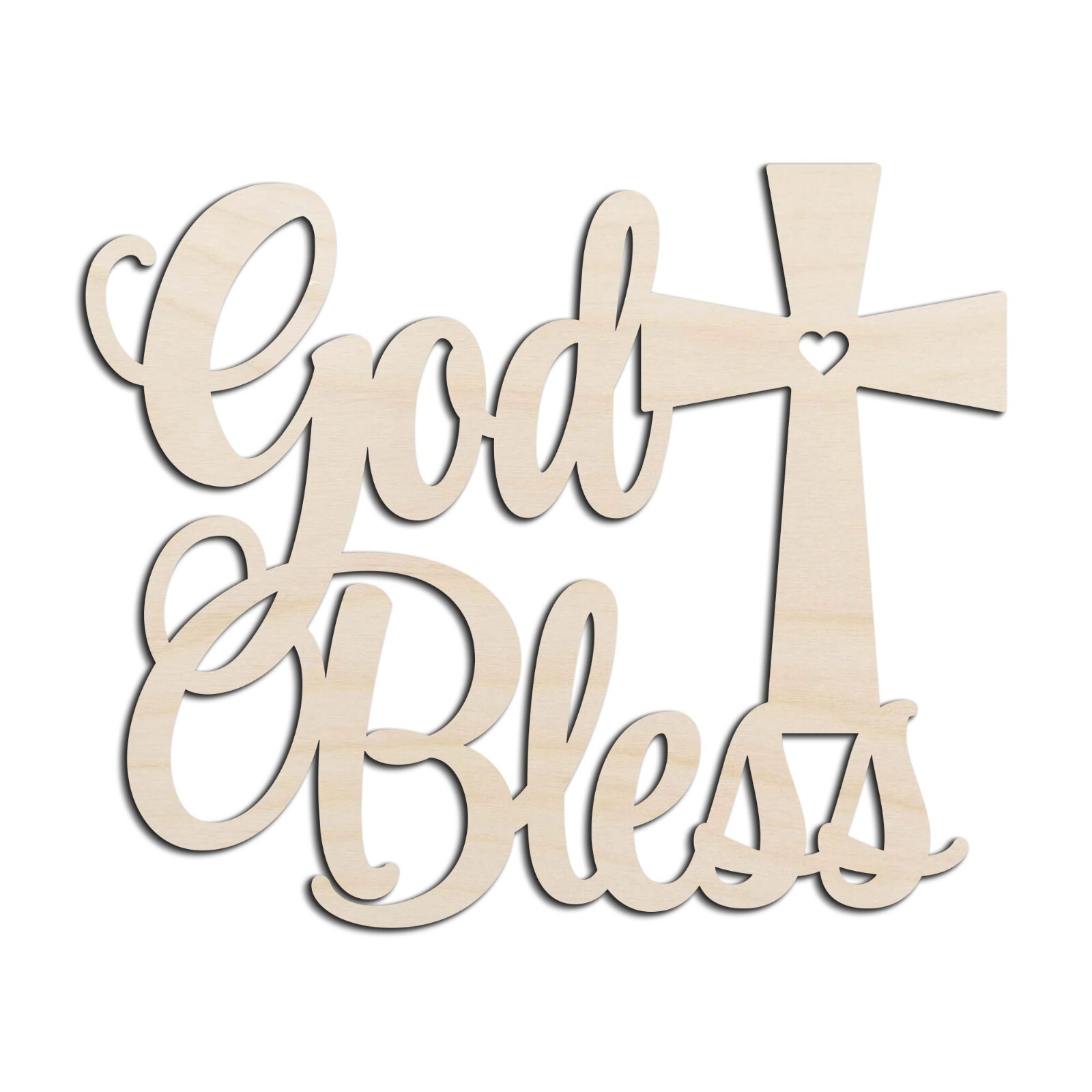God Bless Cross Text Shape Laser Cut Out Unfinished Wood Shape Craft ...