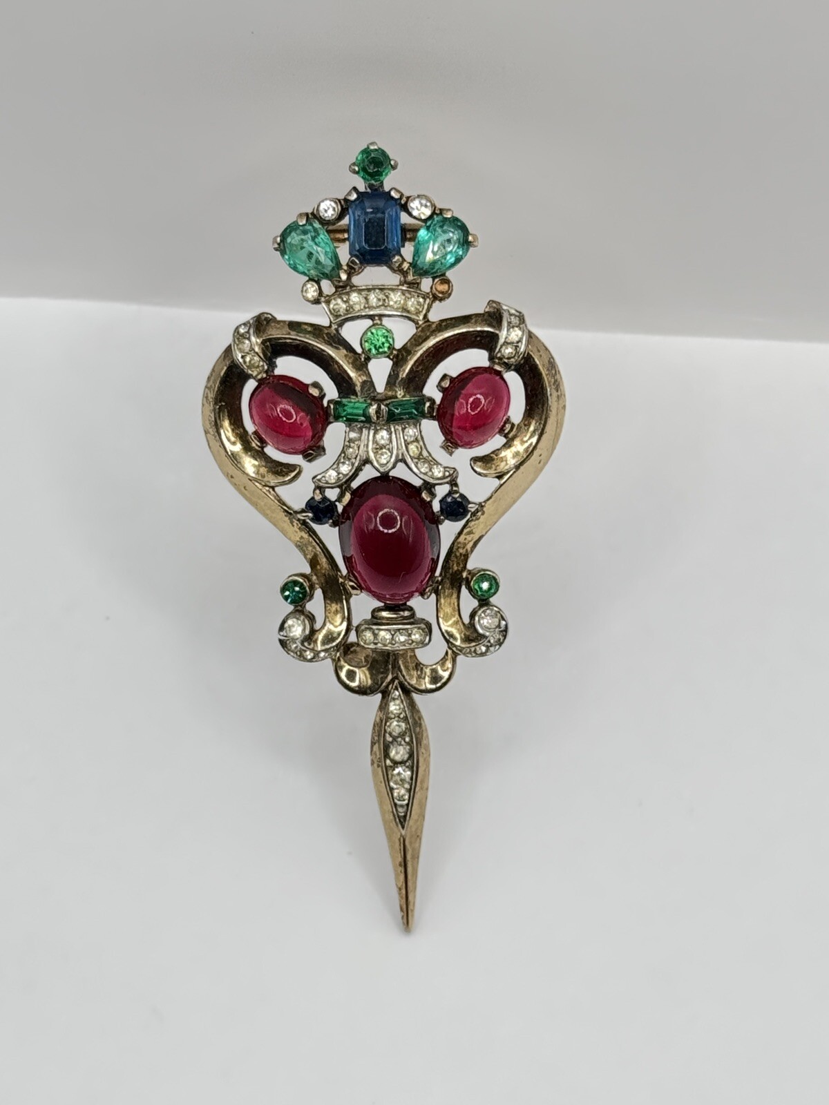 Rare Alfred Philippe Trifari Red glass Scepter Fur Cl… - Gem