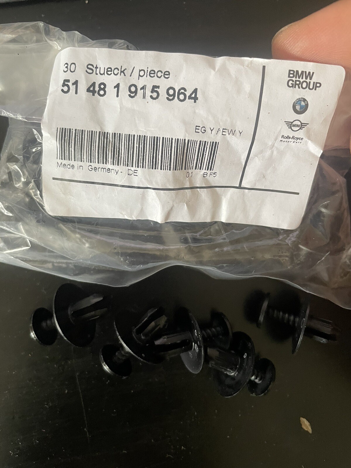 BMW Body Chassis Bonnet Boot Trim Rivet Screw 51481915964 New Genuine ...