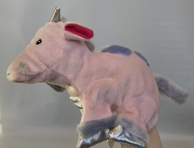 Vintage Light Pink Purple Unicorn Hand Puppet Animal Silly Pretend Show ...