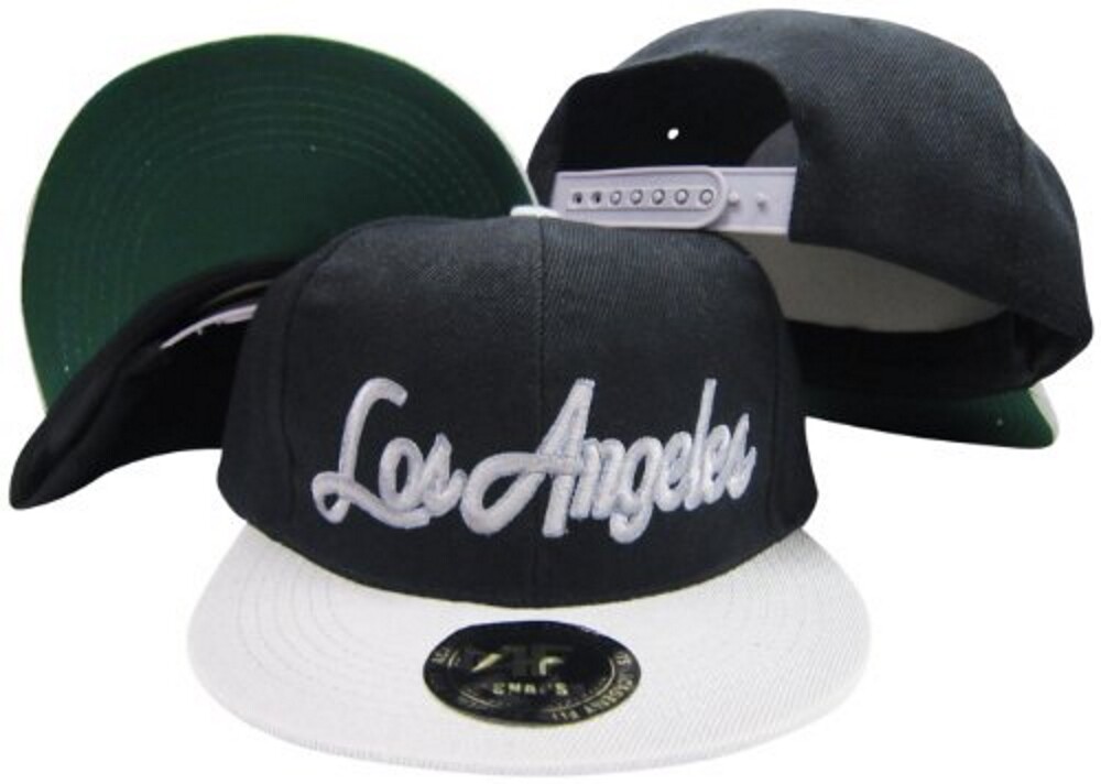 Los Angeles California Cursive Script Black/Grey Adjustable Snapback ...
