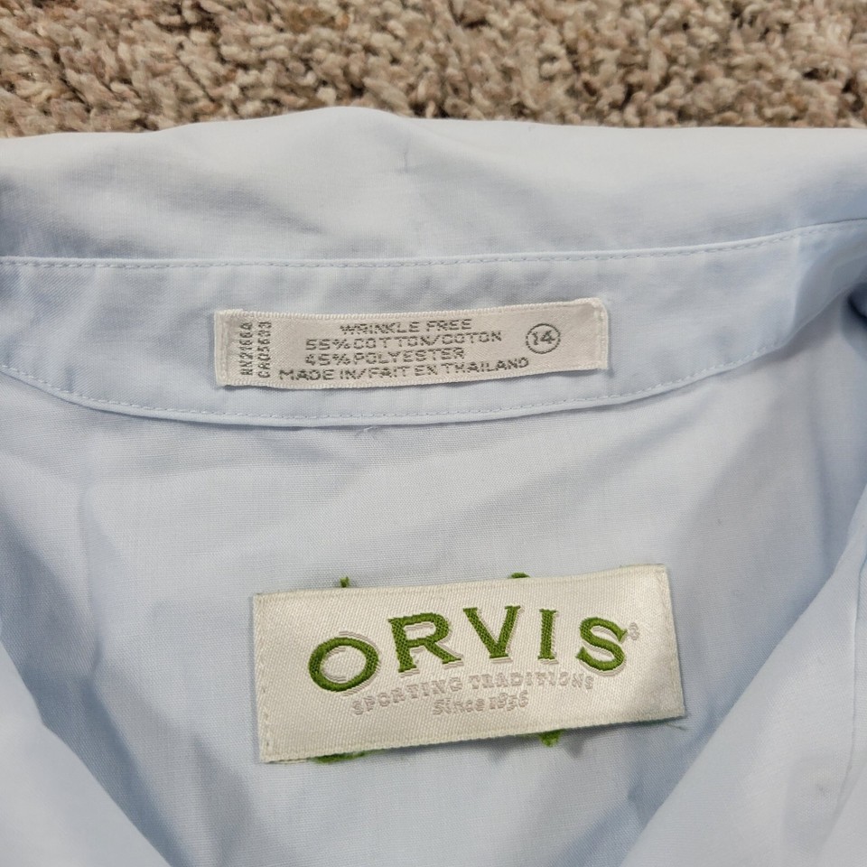 Orvis Shirt Women’s 14 Blue Button Up Shirt Short Sleeve Casual ...