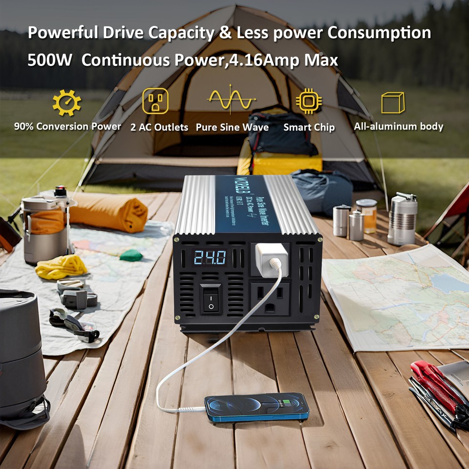 600W Power Converter Pure Sine Wave Inverter 36V to 120V Truck Camp ...