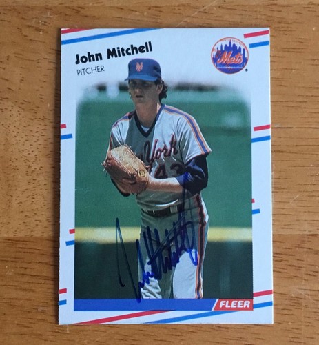 John Mitchell New York Mets Signed Autograph 1988 Fleer Baseball Card ...
