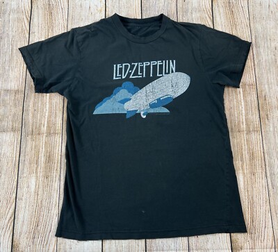 Led Zeppelin Band Shirt Black Blimp Logo Distressed Small | eBay