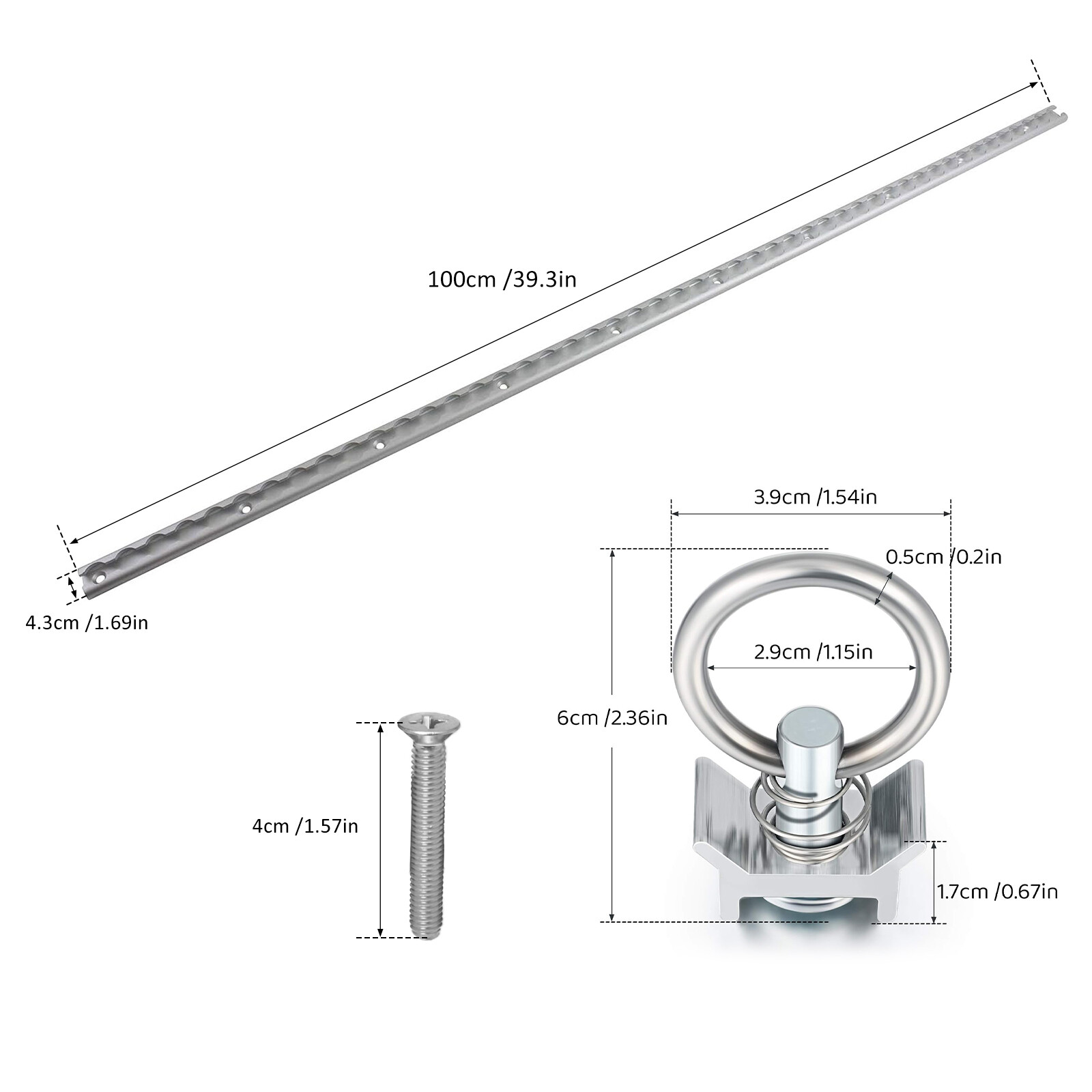 2X L Track Anchor Track Tie Down Point Rail Trailer Caravan Cargo ...