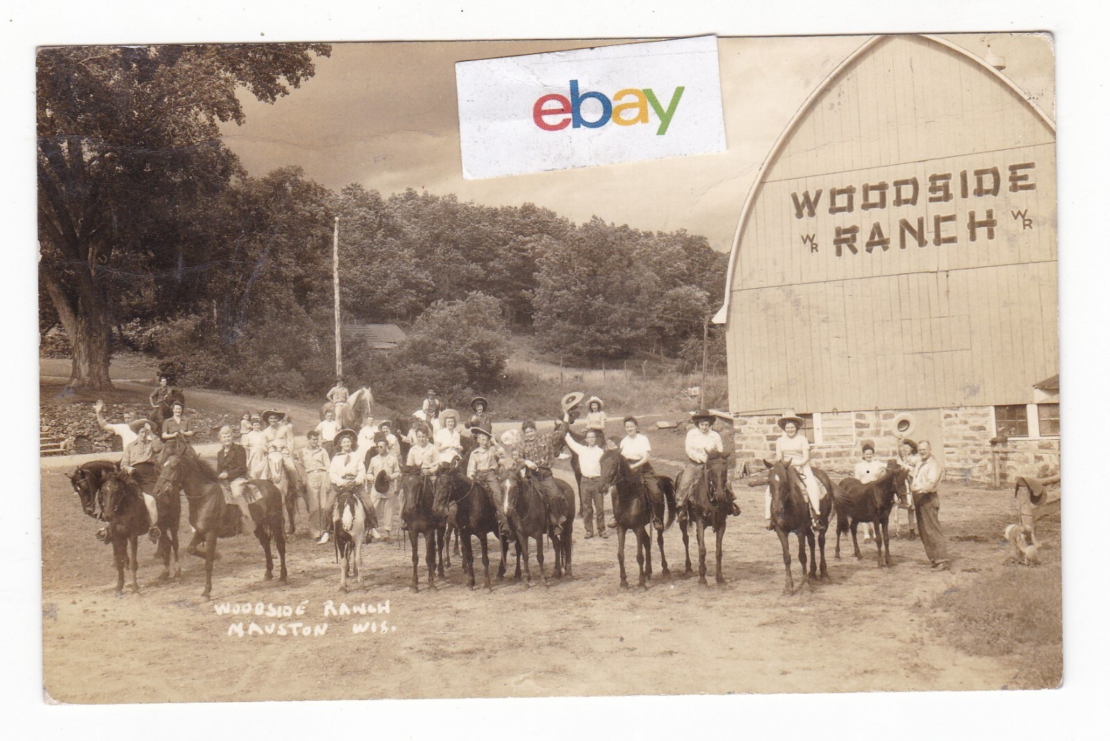 1949 RPPC MAUSTON WISCONSIN WOODSIDE RANCH HORSEBACK RIDERS VINTAGE ...