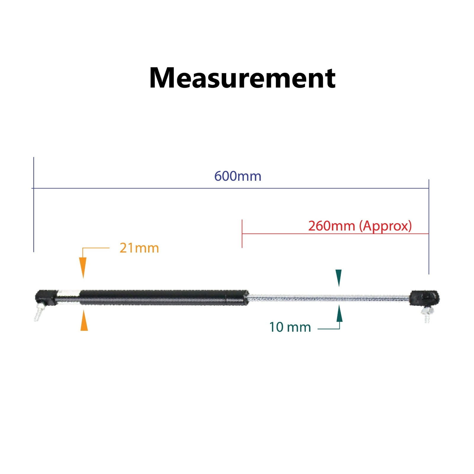 Gas Struts 600mm-300N x2(10mm Shaft) Caravans, Trailers, Canopy ...