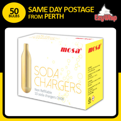 MOSA SODA CHARGERS 10 PACK X 5 (50 BULBS) WHIPPER CO2 CARBON DIOXIDE ...