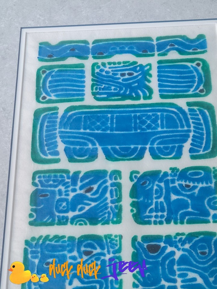 Mayan Calendar Codex Stone Rubbing 25” X 12” Framed Art Chichen Itza | eBay