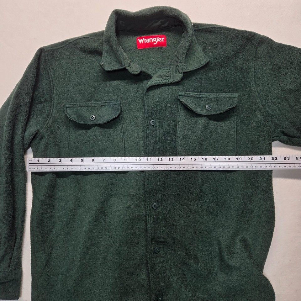 Wrangler Fleece Jacket Dark Green Shacket Button Up Outdoors Men's M ...