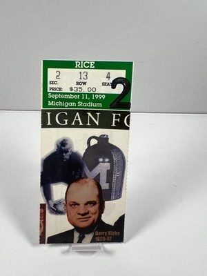 1999 MICHIGAN VS RICE TICKET (TOM BRADY COLLEGE GAME) SEPTEMBER 11 ...