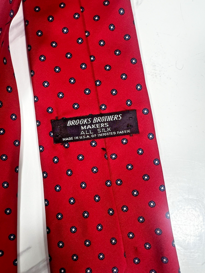 Brooks Brothers Tie Red dots Geometric Makers All Silk Made USA Necktie ...
