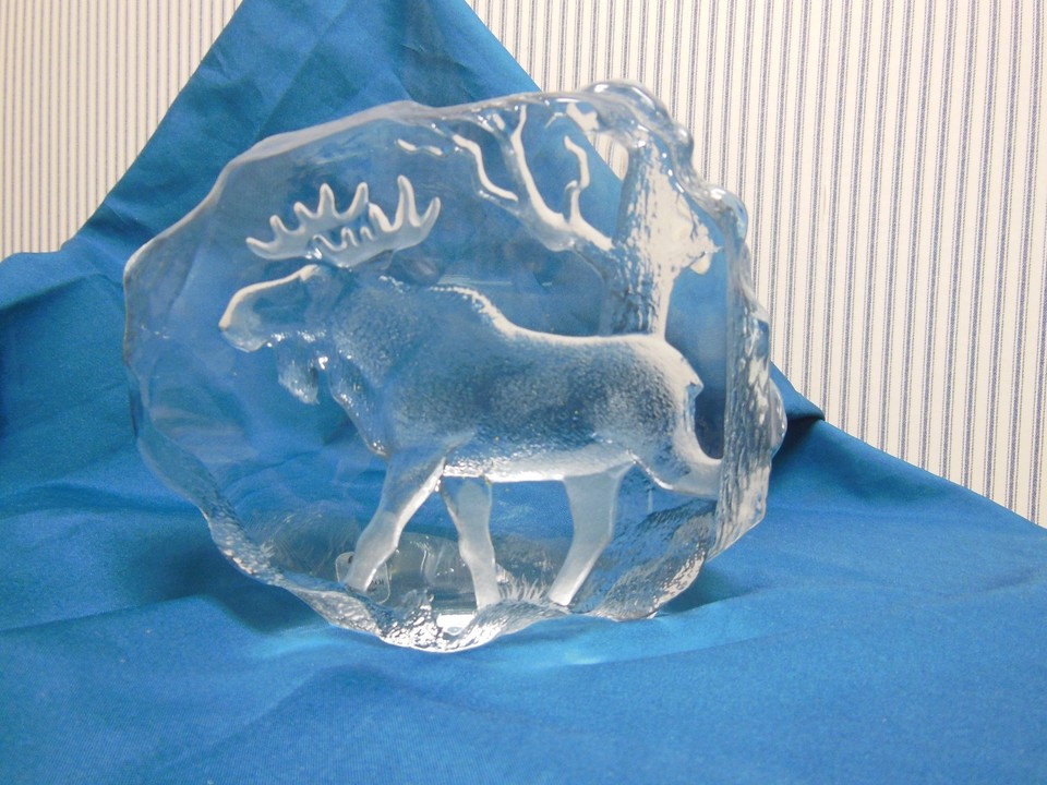 Mats Jonasson Crystal Moose In Woods Sculpture/Statue/Figurine 3566- | eBay