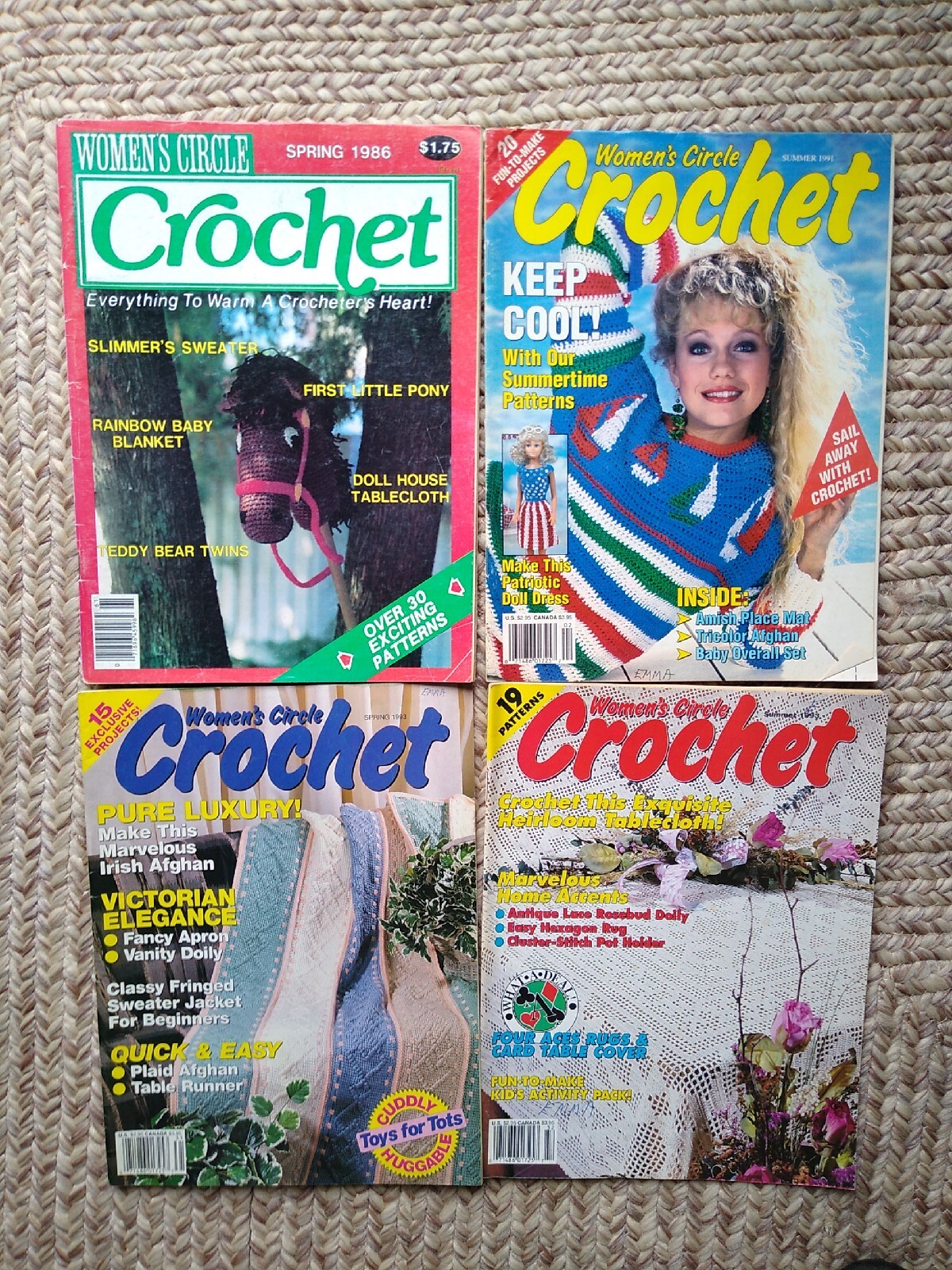 Lot of 4 women's circle crochet pattern magazines from 1986-90s | eBay