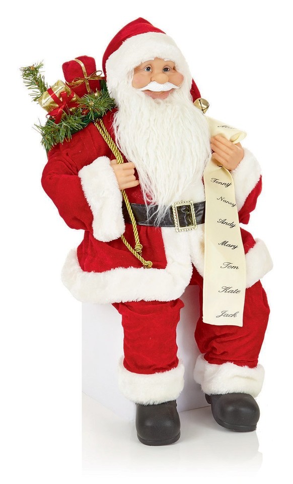 Traditional Red Santa with List Christmas Display Prop / Decoration ...