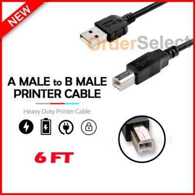 USB Printer Cable Adapter Type A Male to Type B Male PC Laptop Computer ...