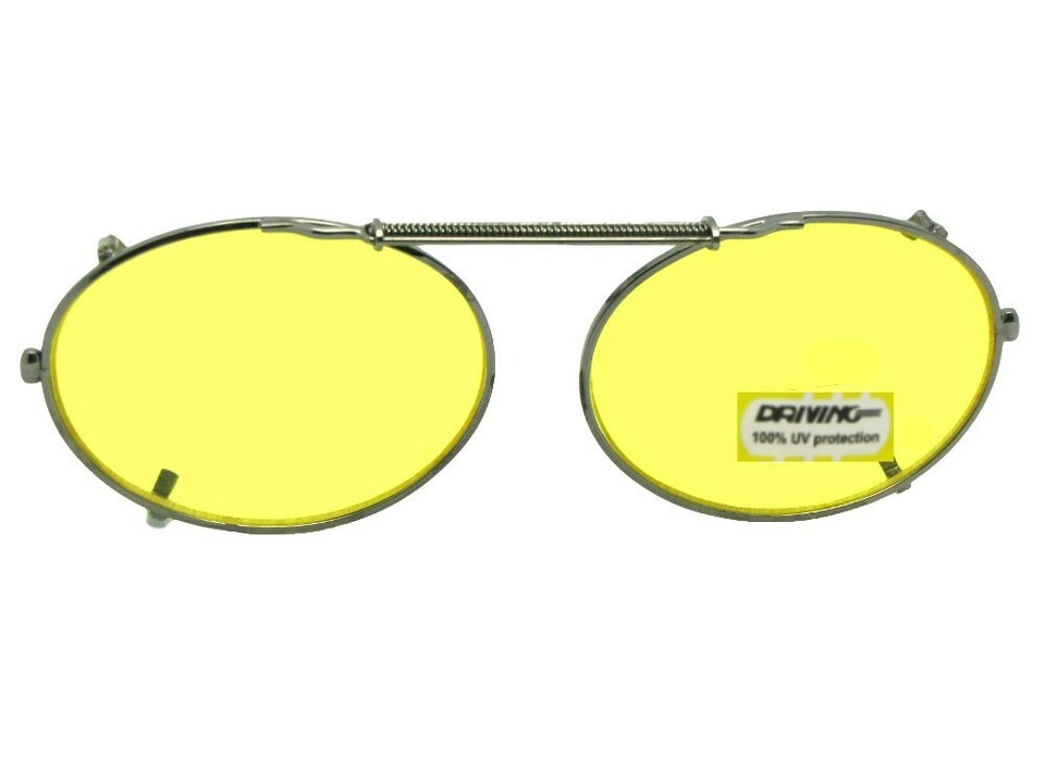 Oval Yellow Lens Clip-on Sunglasses | eBay