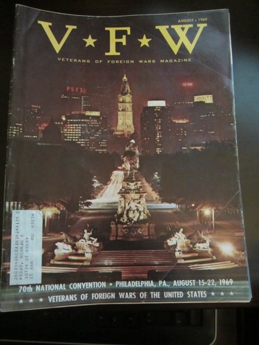 VFW Veterans of Foreign Wars Magazine August 1969 Philadelphia Skyline ...
