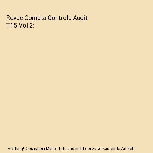 Revue Compta Controle Audit T15 Vol 2, Collectif 2311001302 | eBay