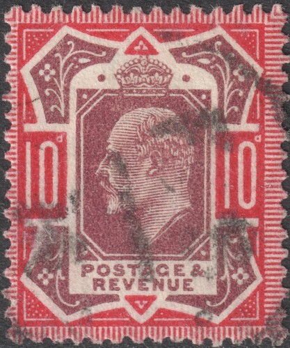 SG 309 10d Dull Reddish Purple & Scarlet M44 (1) in fine used condition ...