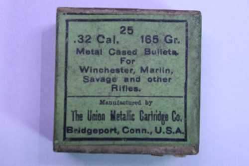 UNION METALLIC CAR. CO. SEALED 32 CAL 165 GR METAL CASED ANTIQUE ...