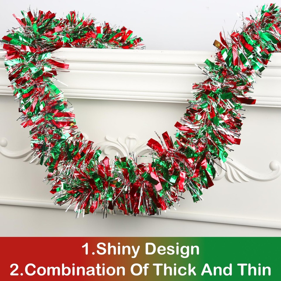 50 Feet Christmas Tinsel Garland Metallic Tinsel Garland Christmas Tree ...