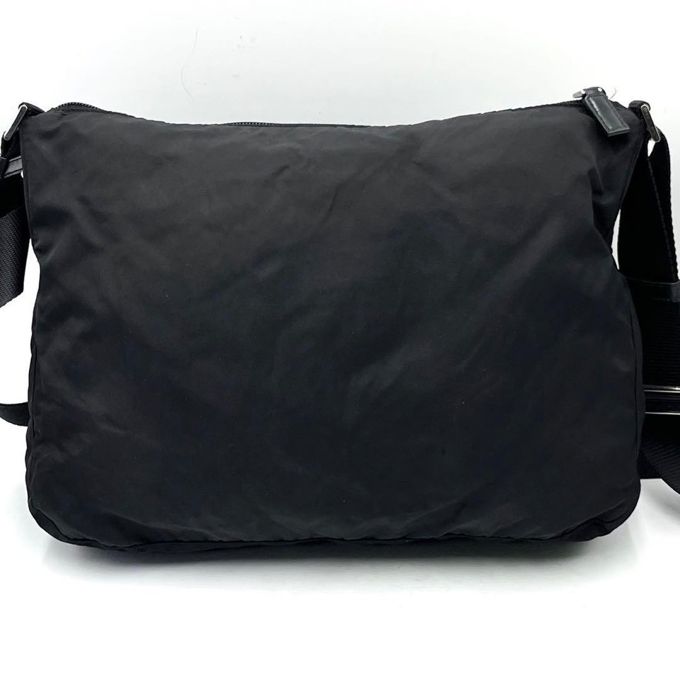 PRADA Triangle Logo Icon Shoulder Bag Nylon Plate White Tag Black From ...