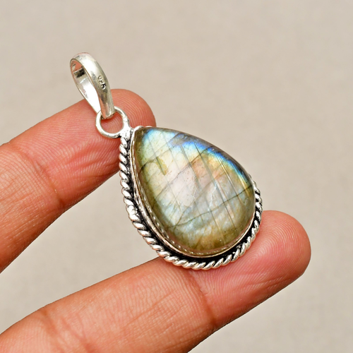 Labradorite Gemstone Handmade 925 Sterling Silver Jewelry Pendant 1.69" | eBay