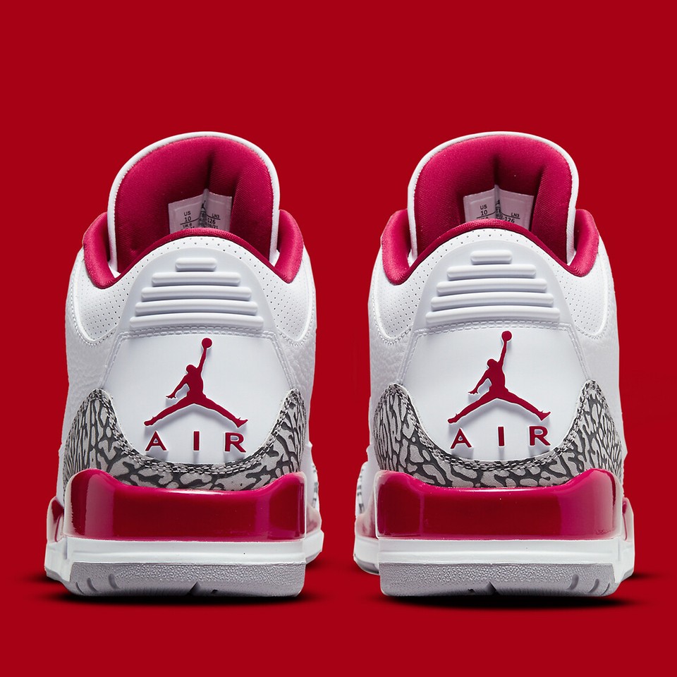 Air Jordan 3 Retro Cardinal Red White Gold AJ3 CT8532 126 Men's Shoe ...