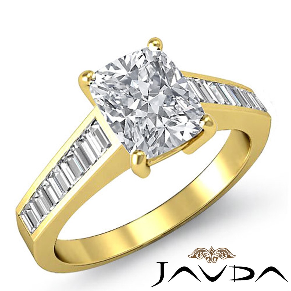 Baguette Channel Prong Setting Cushion Diamond Engagement Ring GIA G SI1 1.85Ct | eBay