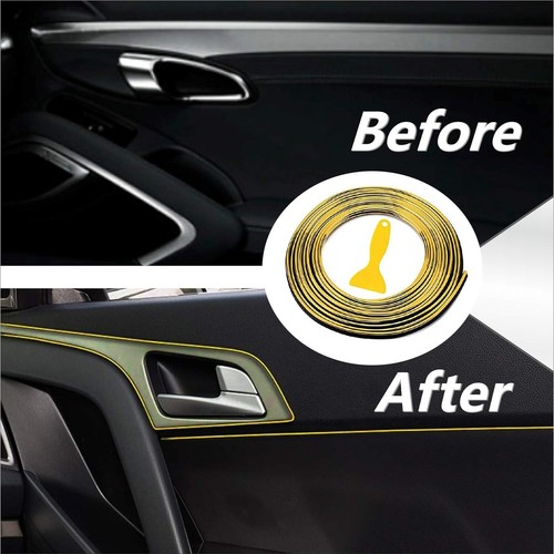 16ft Car Interior Door Edge Line Trim Gold Decoration Strip Cover ...