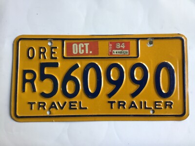 1984 Oregon Travel Trailer License Plate Tag | eBay